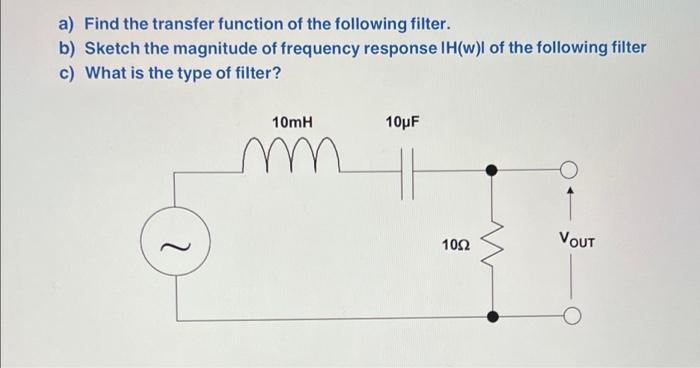 Solved a) Find the transfer function of the following | Chegg.com