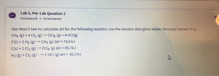 Solved Homework – Unanswered Use Hess's law to calculate AH | Chegg.com