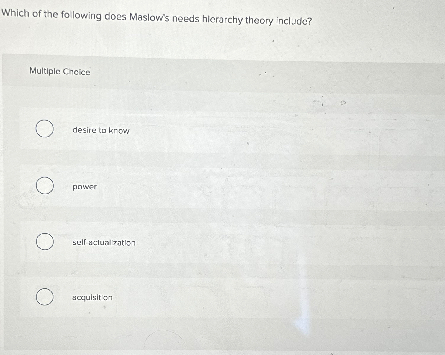 Solved Which of the following does Maslow's needs hierarchy | Chegg.com