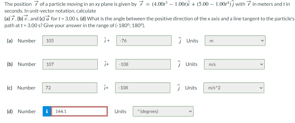 Solved The position vec(r) ﻿of a particle moving in an xy | Chegg.com