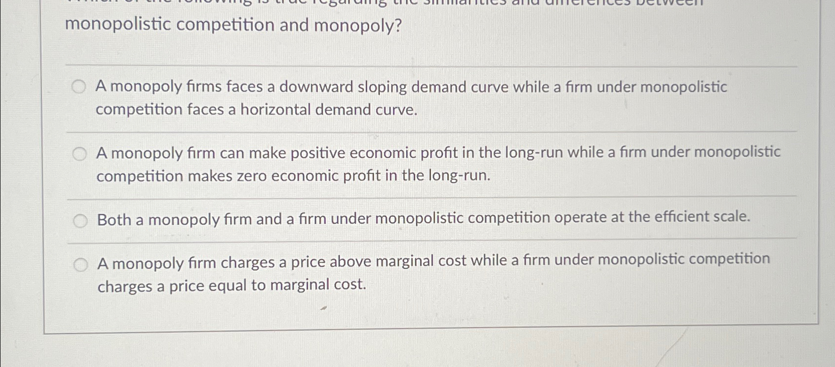 Solved monopolistic competition and monopoly?A monopoly | Chegg.com