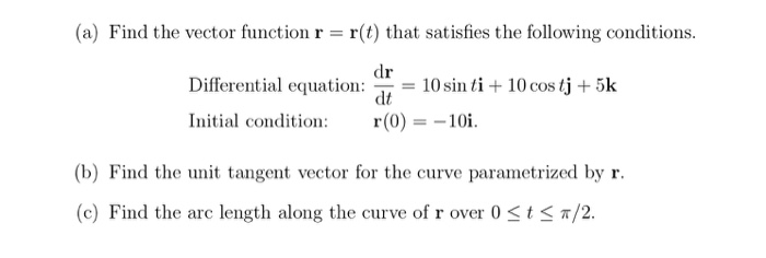 Solved (a) Find the vector function r = r(t) that satisfies | Chegg.com