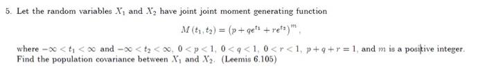 Solved 5. Let the random variables X1 and X2 have joint | Chegg.com