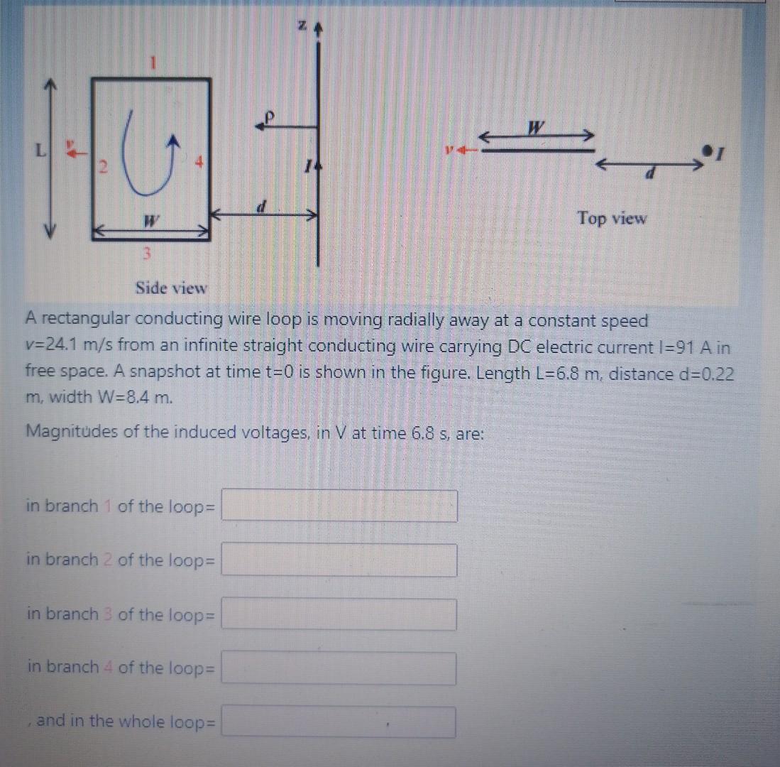 Solved Top view Side view A rectangular conducting wire loop | Chegg.com