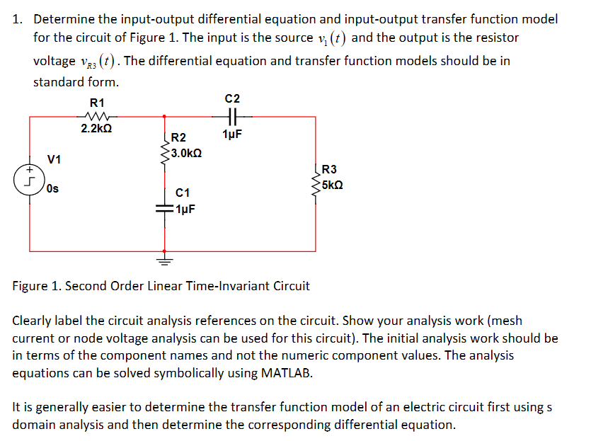Solved 1. ﻿Determine the input-output differential equation | Chegg.com