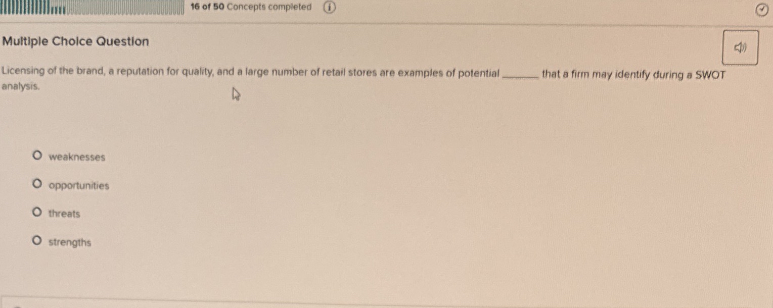 Solved 16 ﻿of 50 ﻿Concepts completedMultiple Cholce | Chegg.com