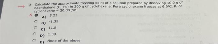 Solved 7 Calculate the approximate freezing point of a | Chegg.com