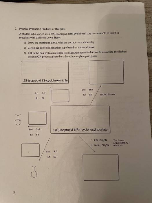 Solved 2. Practice Predicting Products or Reagents A student | Chegg.com