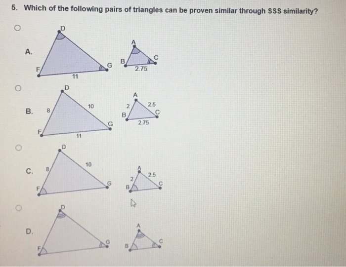 Solved 5. Which of the following pairs of triangles can be | Chegg.com