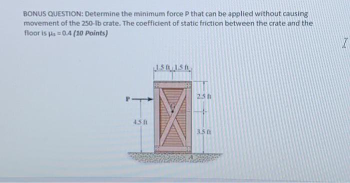 Solved Bonus Question Determine The Minimum Force P That