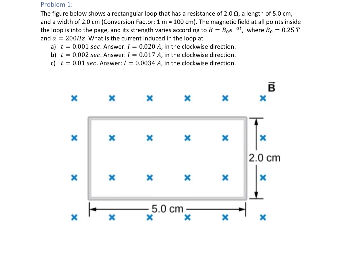 Solved Problem 1:The figure below shows a rectangular loop | Chegg.com