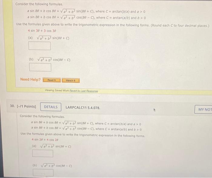 Solved Consider the following formulas. | Chegg.com