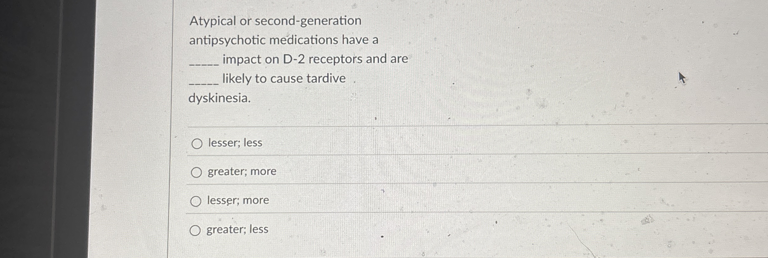 Solved Atypical or second-generation antipsychotic | Chegg.com