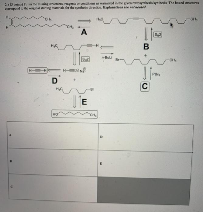 Solved 2. (15 points) Fill in the missing structures, | Chegg.com