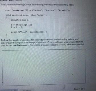 Solved Translate the following C code into the equivalent | Chegg.com
