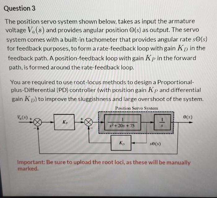 Solved Question 3 The position servo system shown below, | Chegg.com