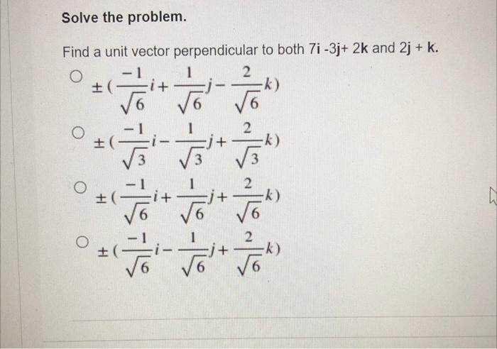 Solved Solve the problem. Find a unit vector perpendicular | Chegg.com