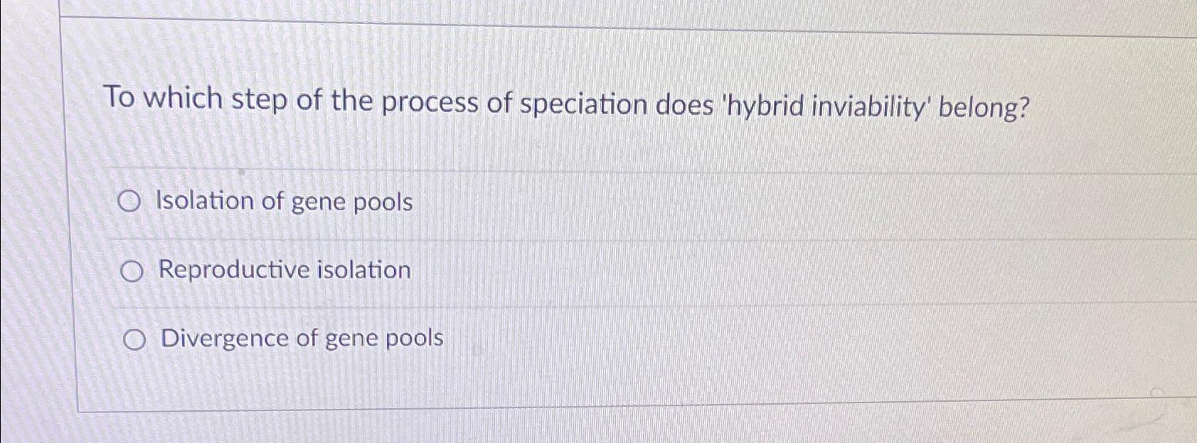 Solved To which step of the process of speciation does | Chegg.com
