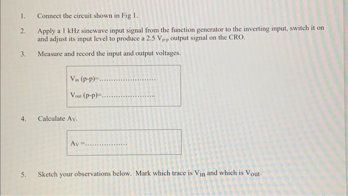 Solved CRO Function Generator Non Inverting R2 input of the | Chegg.com