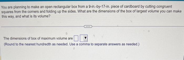 Solved section 4.6. dimensions of the box? largest volume? | Chegg.com