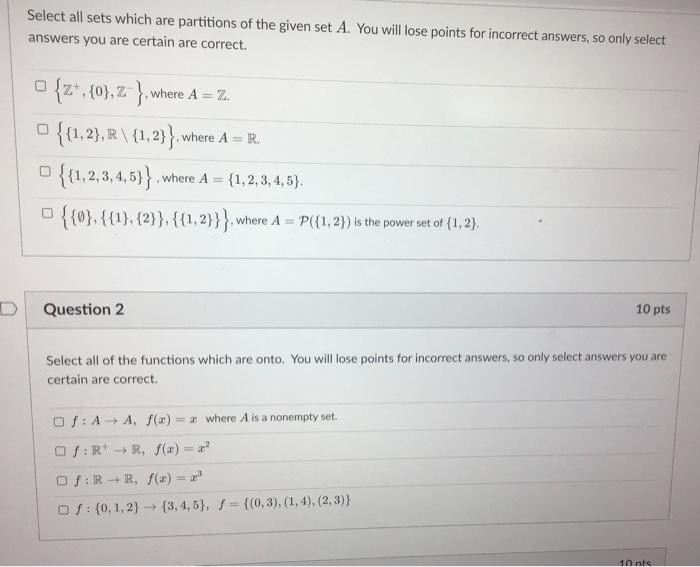 Solved Select all sets which are partitions of the given set | Chegg.com
