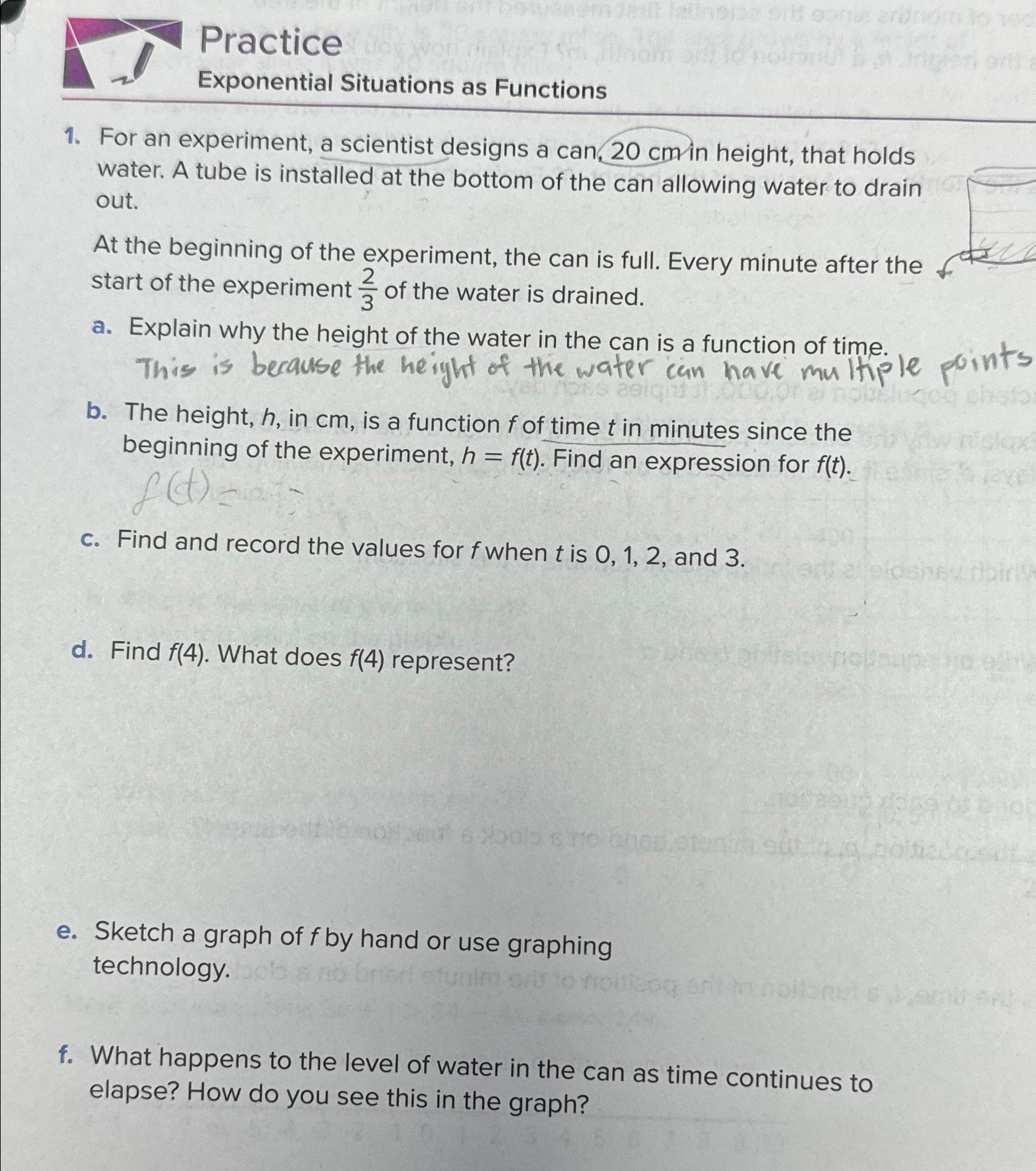 Solved Practice\\nExponential Situations as Functions\\nFor | Chegg.com
