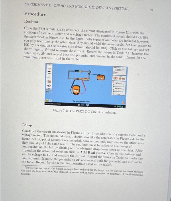 Solved Experiment 7 Ohmic and Non-Ohmic Devices (Virtual) | Chegg.com