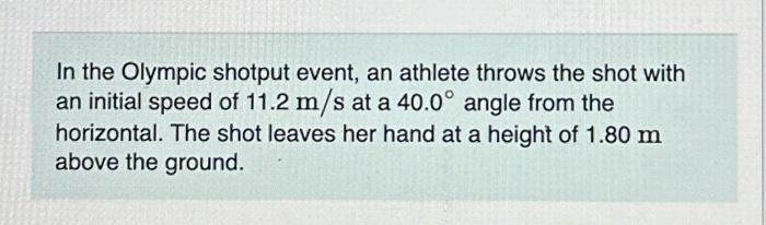 Solved In the Olympic shotput event, an athlete throws the | Chegg.com
