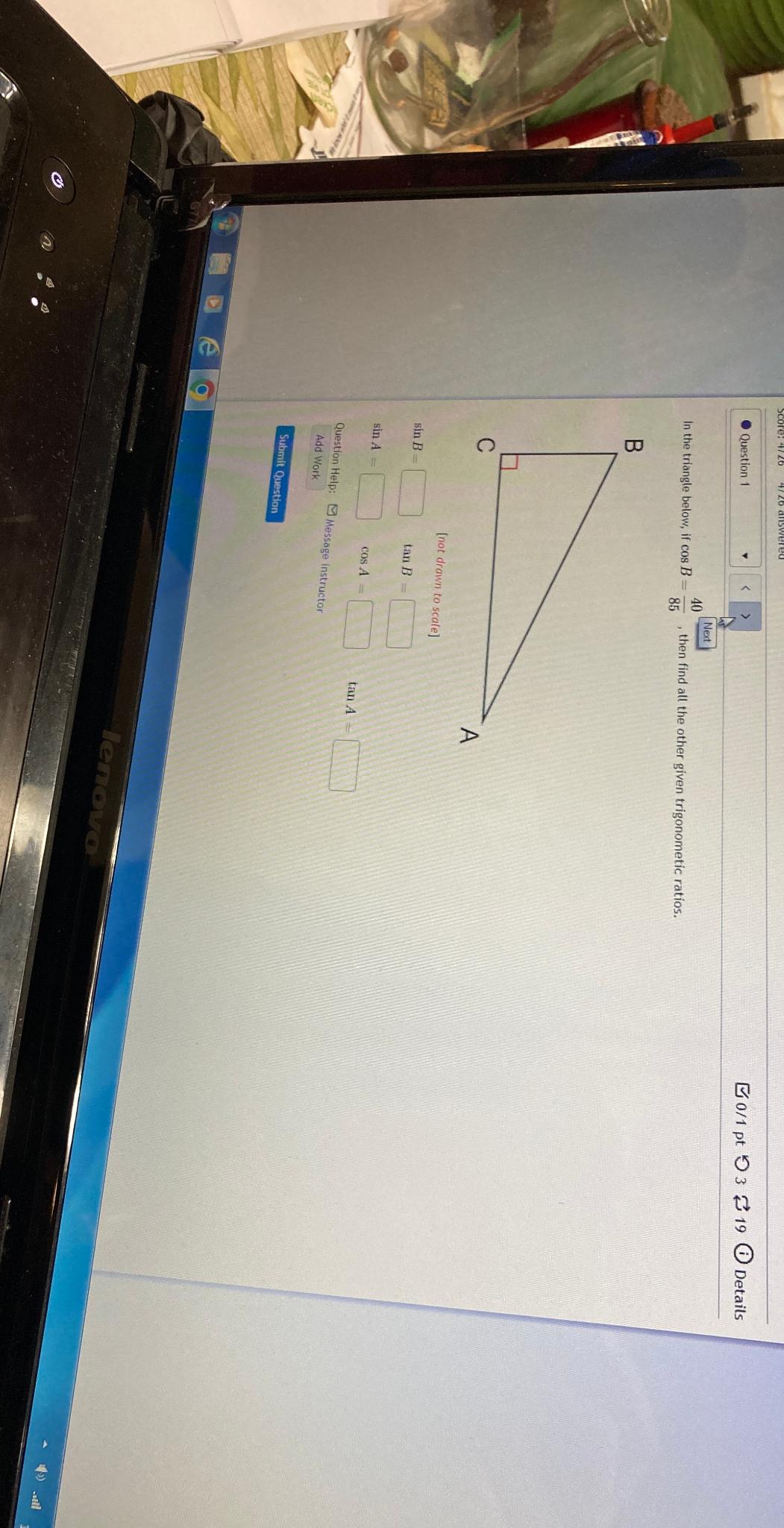 Solved [not drawn to scale]sinB tanBsinAcosAtanAQuestion | Chegg.com