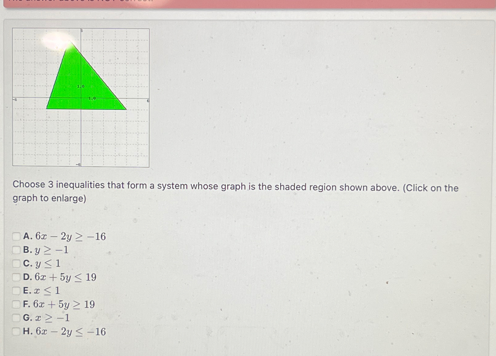 Solved Choose 3 ﻿inequalities that form a system whose graph | Chegg.com