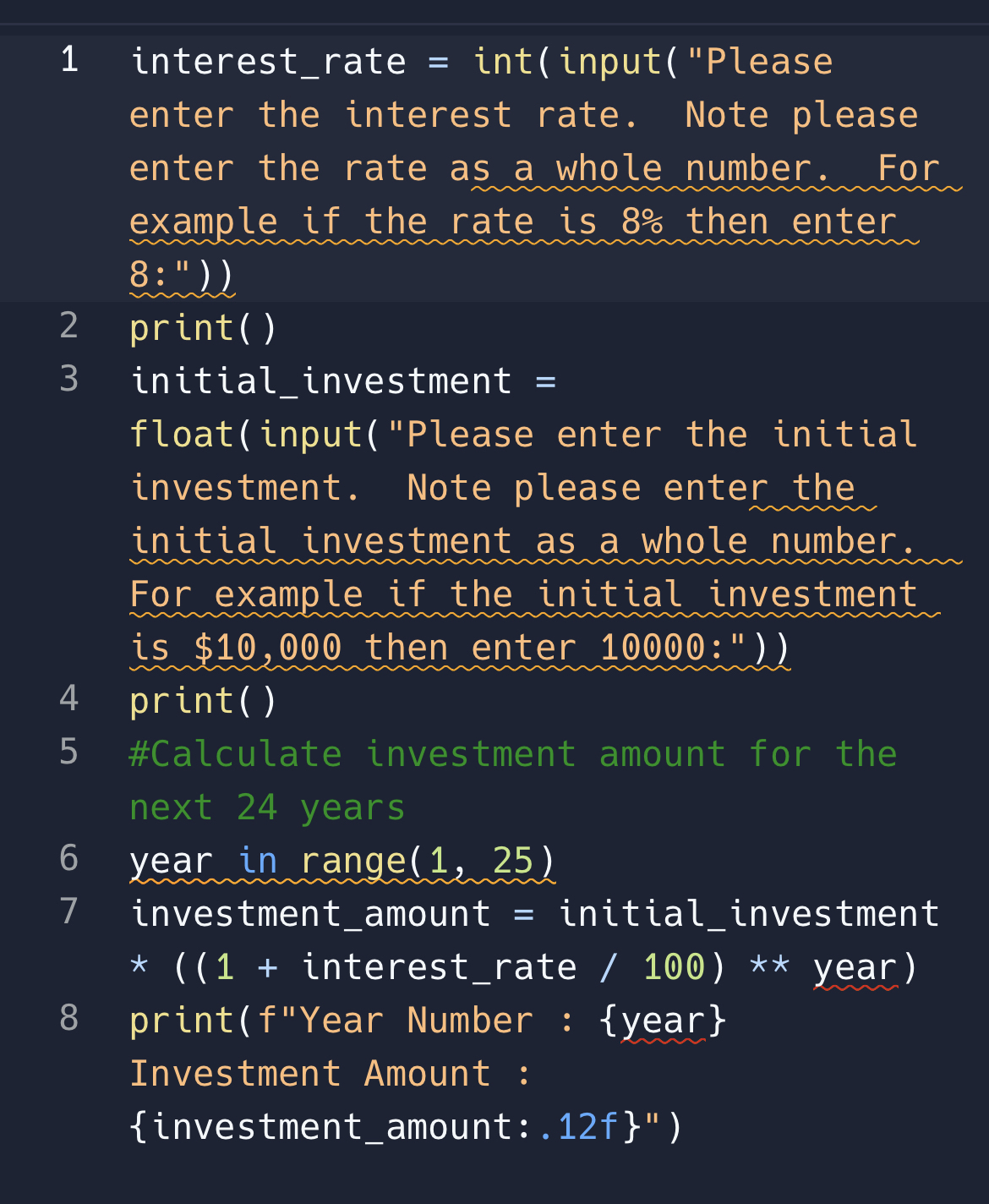 Solved Im trying to get the code to show for next 24 ﻿years | Chegg.com