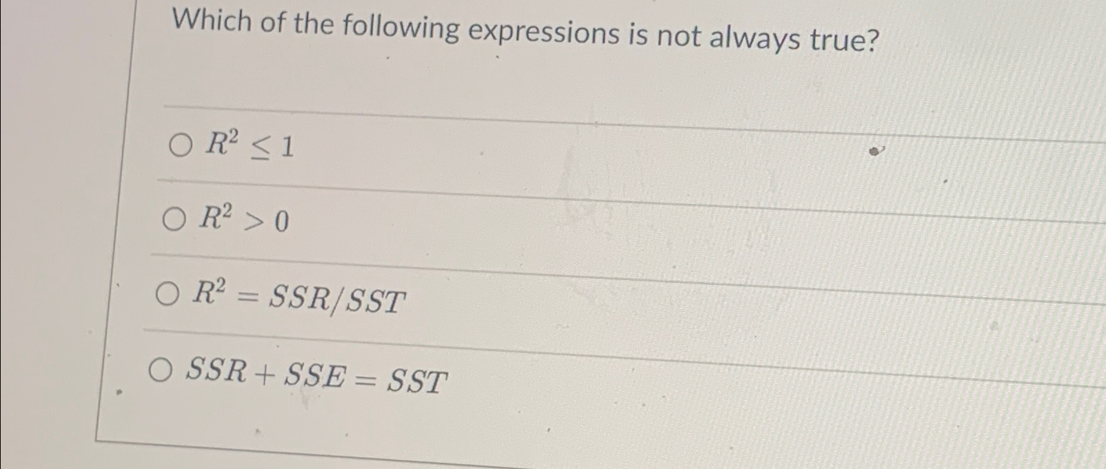 Solved Which of the following expressions is not always | Chegg.com