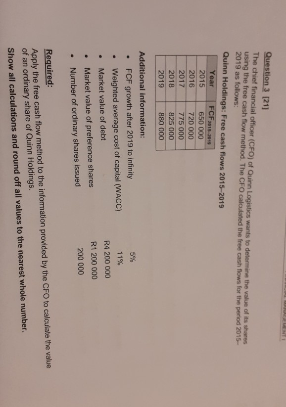 Solved Question 3 (21) The chief financial officer(CFO) of | Chegg.com
