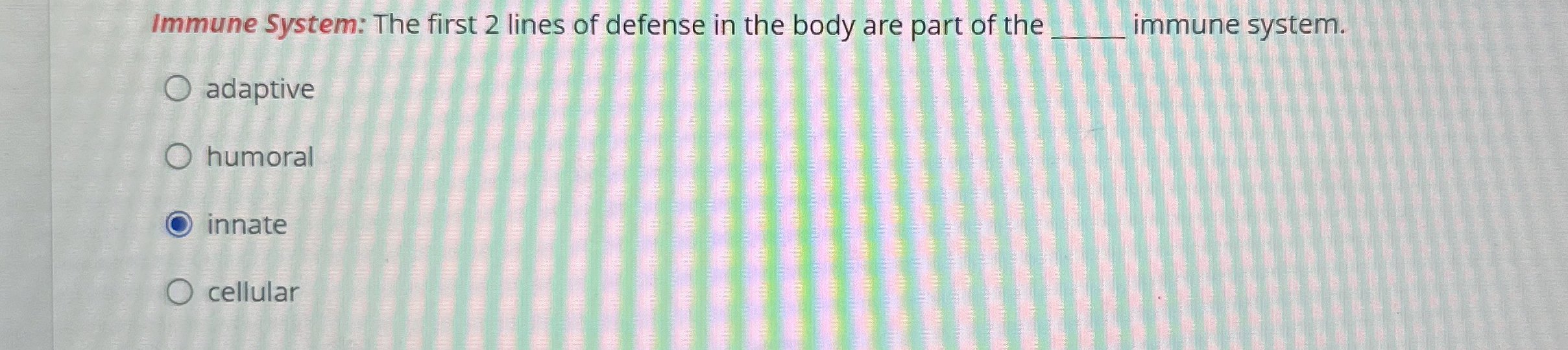Solved Immune System: The first 2 ﻿lines of defense in the | Chegg.com