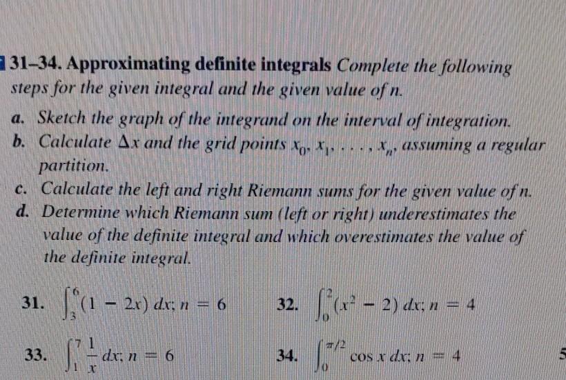 Solved 31–34. Approximating definite integrals Complete the | Chegg.com