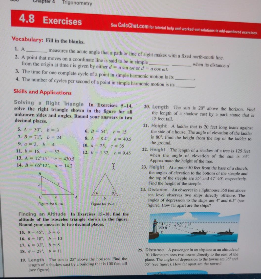 Solved apter Trigonometry 4.8 Exercises See CalcChat.com for | Chegg.com