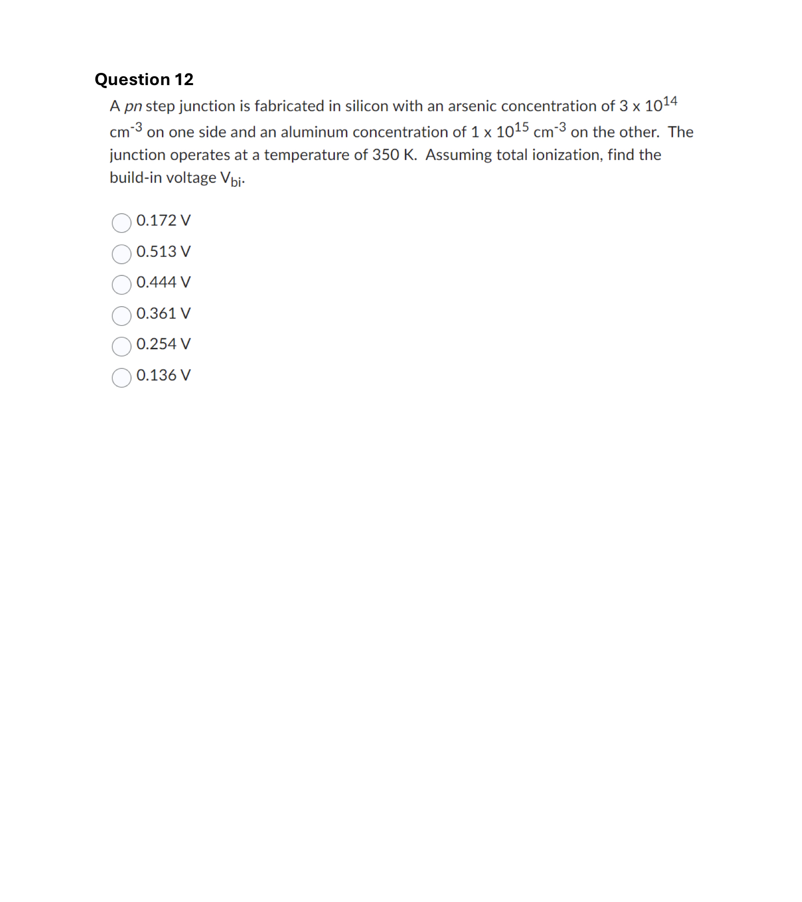 Solved Question 12A pn step junction is fabricated in | Chegg.com