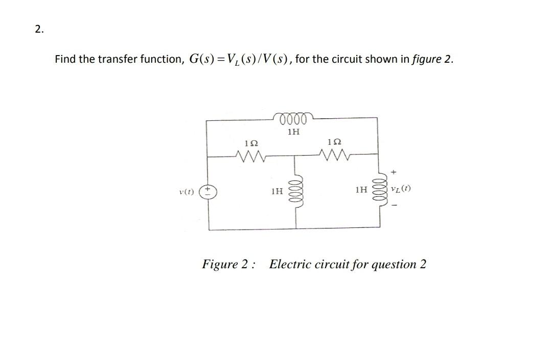 Solved Find the transfer function, G(s)=VL(s)/V(s), for the | Chegg.com