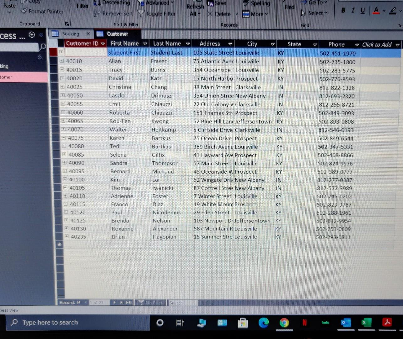 Solved E 1 Create A New Table In Datasheet View Using The Chegg