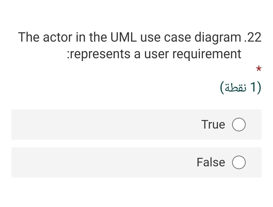 Solved The actor in the UML use case diagram.22 :represents | Chegg.com
