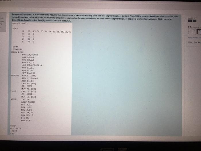 Solved An assembly program is provided below. Assume that | Chegg.com