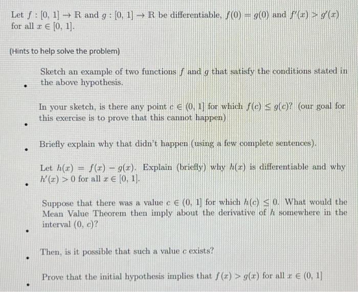 Solved et f:[0,1]→R and g:[0,1]→R be differentiable, | Chegg.com