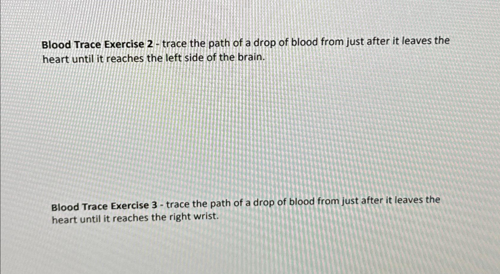 Solved Blood Trace Exercise 2 - ﻿trace the path of a drop of | Chegg.com