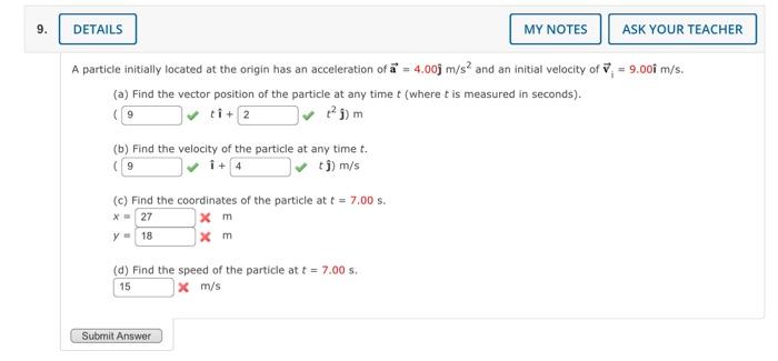 Solved A particle initially located at the origin has an | Chegg.com