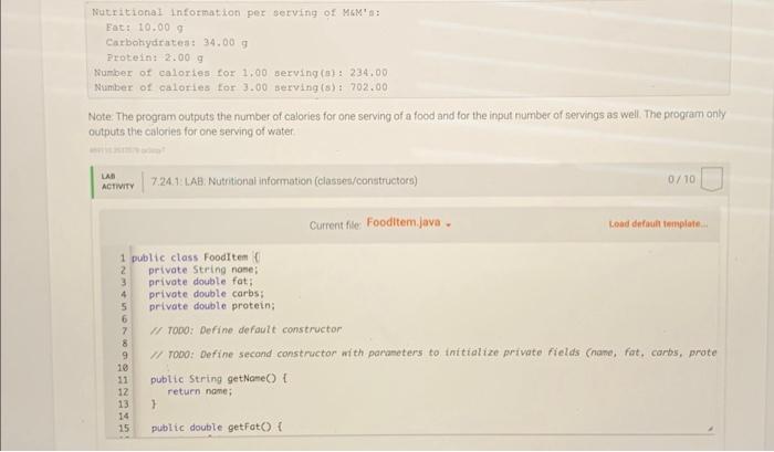 Solved 7.24 LAB: Nutritional information | Chegg.com