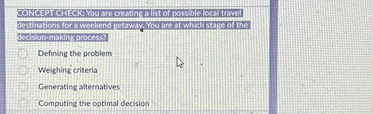 Solved CONCEPT CHECK Y You are creating a list of possible | Chegg.com