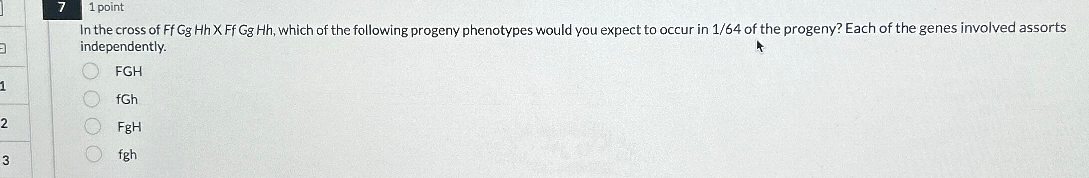 Solved \table[[7,1 ﻿point]]In the cross of | Chegg.com