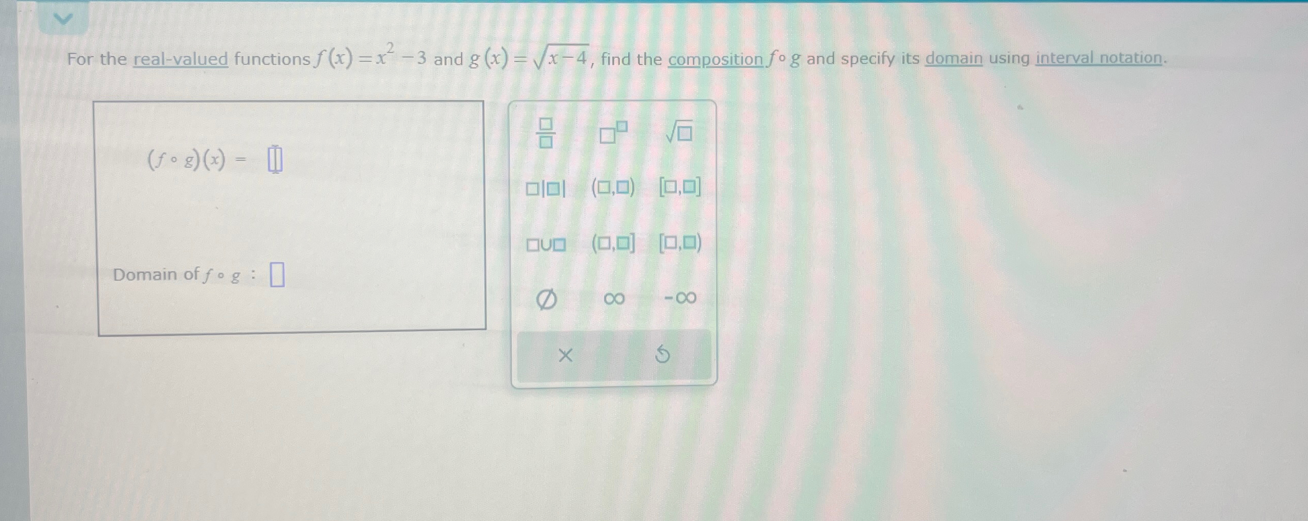 Solved For the real-valued functions f(x)=x2-3 ﻿and | Chegg.com