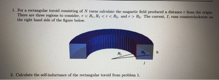 Solved 1. For a rectangular toroid consisting of N turns | Chegg.com