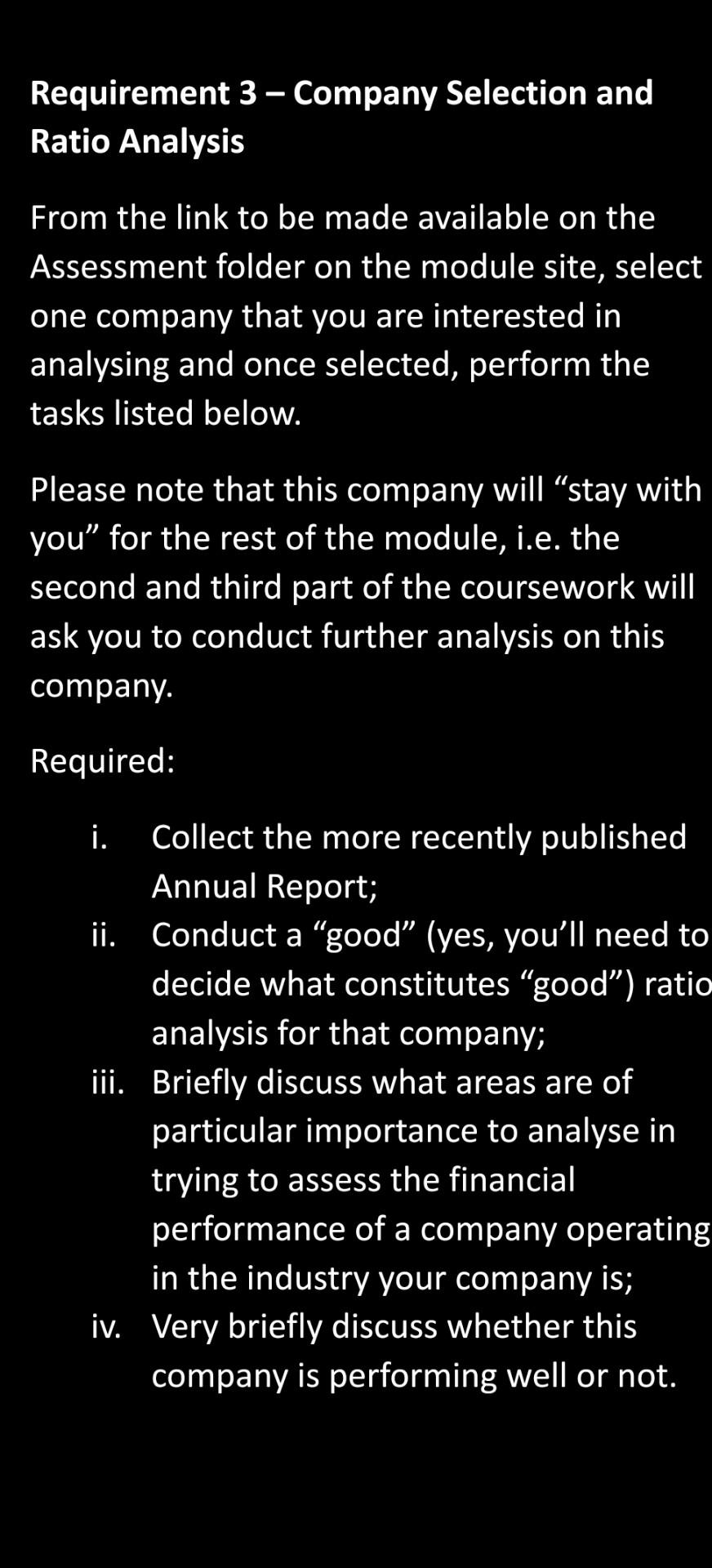 Solved Requirement 3-Company Selection and Ratio Analysis | Chegg.com